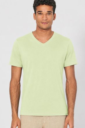 Hempage Hempage Herren vegan T-Shirt V-Ausschnitt Slim Fit Matcha Gr&uuml;n