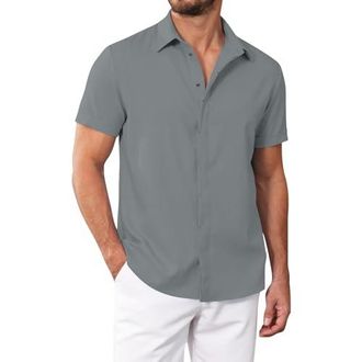 Generic Polo en lin pour homme - Chemises &agrave; manches courtes - Blanc - Coupe ajust&eacute;e - T-shirt en coton pour homme - Polo &agrave; manches courtes - T-shirt de gym &agrave; 