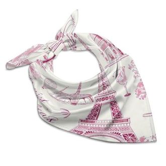 Generic Écharpe carrée rétro Paris en soie légère Tour Eiffel Écharpe pour cheveux respirant Cadeau pour femme et homme, multicolore, 46x46cm