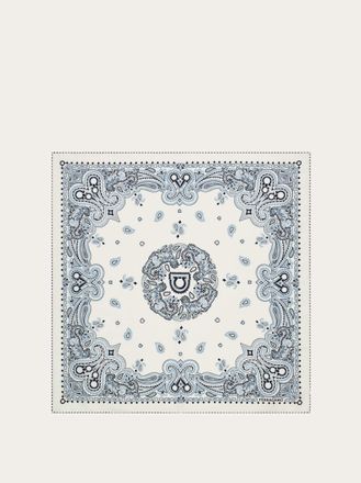 Ferragamo Damen Seidenhalstuch mit Arabesque-Print Blau