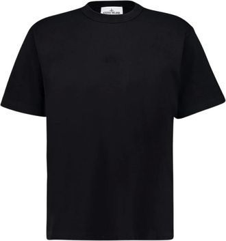Stone Island Homme, Tops, Noir, Taille: M Cotton Logo T-Shirt