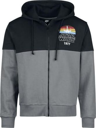 Star Wars X- Wing - 1977 Homme Sweat-Shirt zipp&eacute; &agrave; Capuche Gris/Noir XL