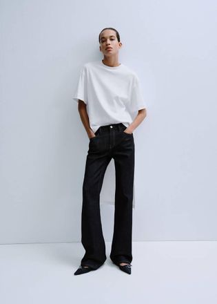 Mango T-shirt long asym&eacute;trique blanc - Femme - S - MANGO