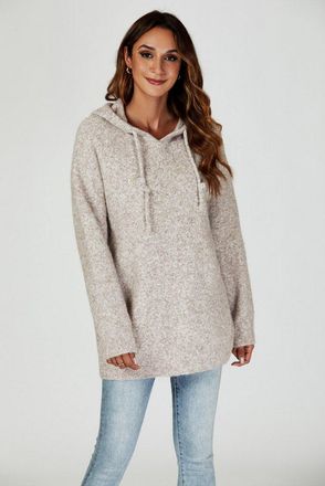 FS Collection Kapuzenpullover Damen Strick Kapuzenpullover Hoodie Oversize Pullover Einheitsgr&ouml;&szlig;e (Einheitsgr&ouml;&szlig;e: EU 36-44 / UK 8-16) Weicher Wollmix mit Kapuze und