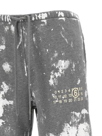 Maison Margiela Paint-Splattered M&eacute;lange Cotton Joggers - Gray