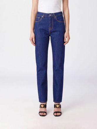 Versace Jean skinny taille haute en denim de coton bleu