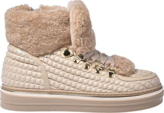 Baldinini Femme, Chaussures, Beige, Taille: 40 EU Vanilla quilted eco-Nappa leather and beige sheepskin trainers