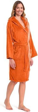 Caleffi Peignoir Homme et Femme, Éponge de Coton, Capuche, Séchage Rapide, Unisex, Orange