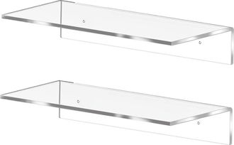 Garneck Wandregal Aus Durchsichtigem Kunststoff Schwebendes Bücherregal 2 Stück Wandmontiert Für Wohnzimmer Und Badezimmer Platzsparend Und Vielseitig