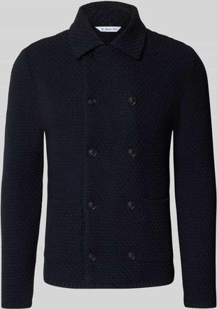 Manuel Ritz Slim Fit Cardigan mit Leinen-Alpaka-Anteil in Strick-Optik