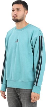 adidas Homme, Sweatshirts et sweats &agrave; capuche, Bleu, Taille: M Essentials 3-Stripes French Terry Crewneck