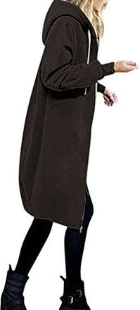Generic Vestes &agrave; capuche pour femmes, manteau dautomne et dhiver, poches chaudes, cordon de serrage, fermeture &eacute;clair, cardigan long &agrave; capuche, haut dext&eacute;rieu