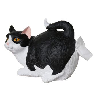 Generico K&auml;tzchen-Serviettenspender, 20 cm, Skulptur aus langlebigem Harz, dekorative Figur, handgefertigt, minimalistische Akzentkunst, Stoffr&uuml;ckseite f&uuml;r Sch