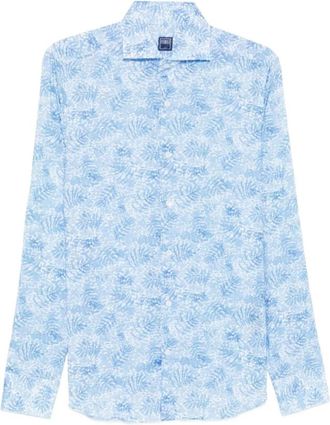 Fedeli Homme, Chemises, Bleu, Taille: XL Sean ML Panamino Stampato Shirt