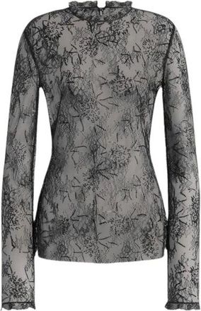 Alberta Ferretti Femme, Blouses et Chemises, Noir, Taille: 38 FR Blouse en dentelle brod&eacute;e avec sequins