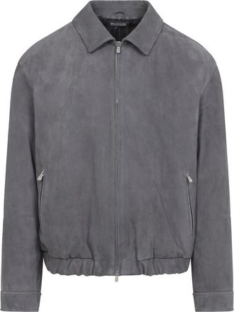 Brunello Cucinelli Blouson En Cuir - Gris