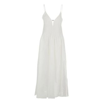 Tory Burch Maxikleid aus Leinen und Seide - - Dresses - Damen - Wei&szlig; - M