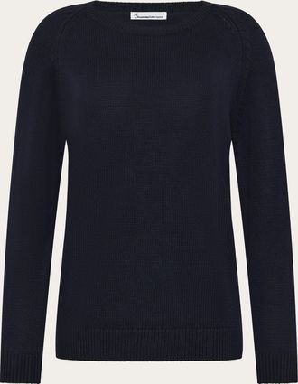 Knowledge Cotton Apparel Damen vegan Pullover Damen Rundhalsausschnitt Night Sky Navy