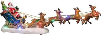 Konstsmide LED Szenerie Weihnachtsmann im Schlitten mit Rentieren, 10 bunte Dioden, batteriebetrieben, Innen - 4205-000, Mehrfarbig