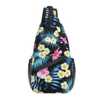 AOOEDM Tropical Hawaiian Flower Sling Bag Crossbody Reise Wandern Brust Rucksack Schulter Daypack für Damen Herren