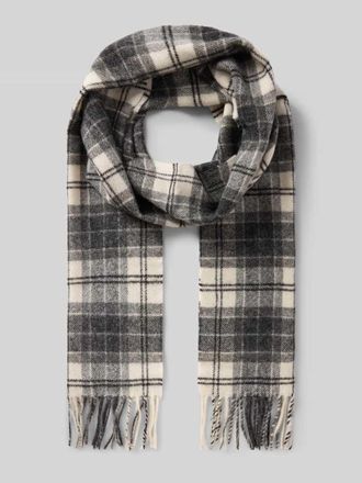 Barbour Schal aus Lammwolle mit Fransenabschluss