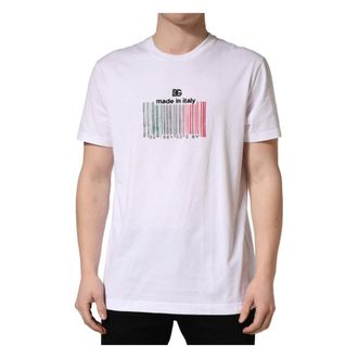 Dolce & Gabbana Homme, Tops, Blanc, Taille: 4XL T-Shirt Manches Courtes Col Rond