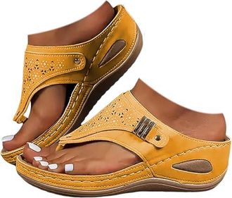 Generic Sandales orthop&eacute;diques compens&eacute;es pour femme - Tongs orthop&eacute;diques l&eacute;g&egrave;res - Soutien de la vo&ucirc;te plantaire - Pantoufles dext&eacute;rieur d&eacute;contract&eacute;es - Cou