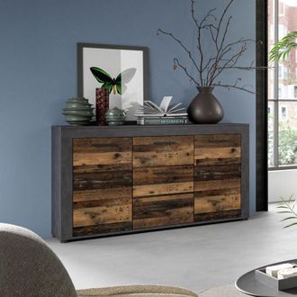 ebuy24 Buffet 125x35x80 cm gris d&eacute;cor en bois brun - JAMO