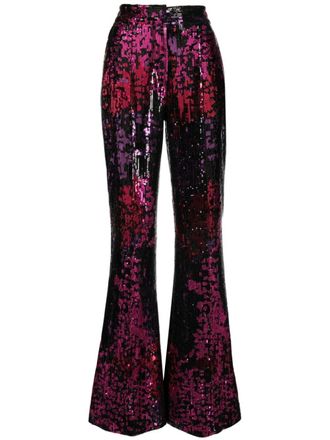Elie Saab pantalon &eacute;vas&eacute; &agrave; sequins - Noir
