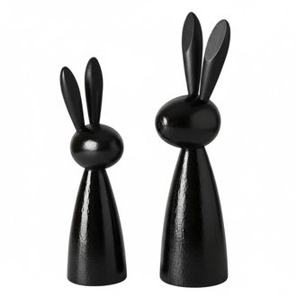 Boltze 2tlg. Hase LOTIS schwarz aus Holz Holzhase Moderne Osterdeko (2 Gr&ouml;&szlig;en)