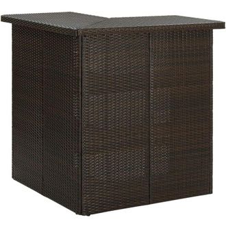 vidaXL Vidaxl - Table dangle de bar marron 100x50x105 cm - R&eacute;sine tress&eacute;e et acier - 3 &eacute;tag&egrave;res de rangement - Construction l&eacute;g&egrave;re et stable