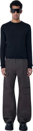 Rick Owens Homme, Pulls, Noir, Taille: M Pull en laine &agrave; maille fine