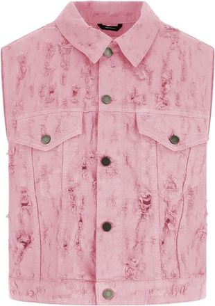 Haikure Femme, Vestes, Rose, Taille: 40 FR Gilet en Coton avec D&eacute;tails de Franges