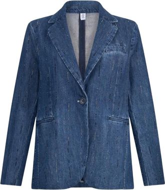 Liu Jo Femme, Vestes, Bleu, Taille: 38 FR Blazer en Soie et Nylon