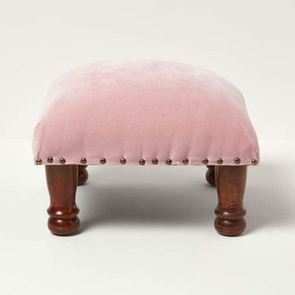 Homescapes Repose-pieds en velours Rose 40 x 40 x 25 cm - Homescapes