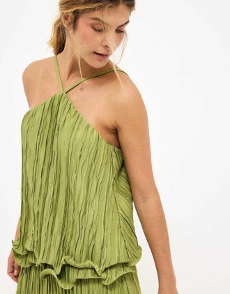 NA-KD Top dos nu &agrave; armatures - Vert