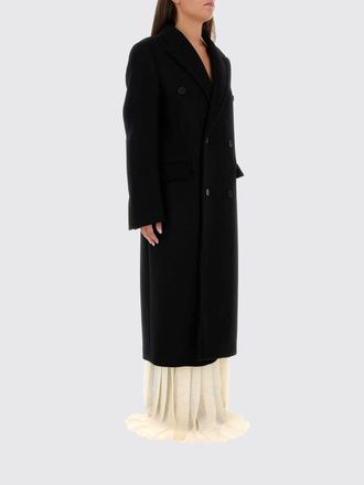 Fendi Manteau long crois&eacute; en laine et angora avec fente arri&egrave;re