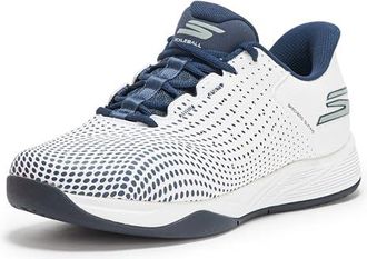 Skechers Viper Court Reload Baskets &agrave; Enfiler Mains Libres pour Homme, Blanc/Bleu Marine, 41.5 EU