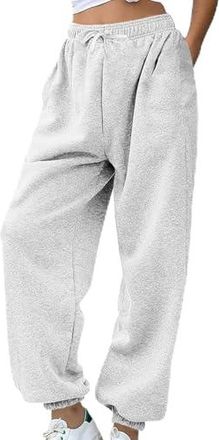 Generico Pantalon de surv&ecirc;tement large pour femme avec cordon de serrage taille haute pour femme, pantalon de surv&ecirc;tement doux et confortable, pantalon avec po