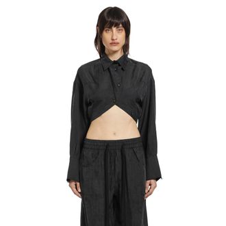 Andrea Ya'aqov Cropped Jacquard Shirt