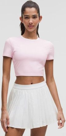 lululemon T-Shirt court à brassière intégrée coupe ajustée Maintien léger, bonnets B/C pour Femmes - Rose/Blanc - Taille XL