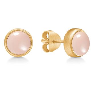 Frk. Lisberg Femme, Accessoires, Jaune, Taille: ONE Size Boucles doreilles en or chalcedoine rose