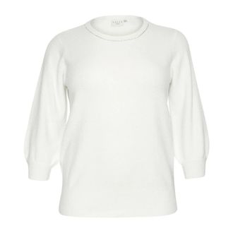 Kaffe Curve Weicher Strickpullover mit Glitzerelement - - Knitwear - Damen - Wei&szlig; - M