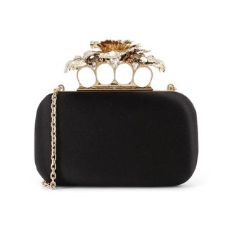 Alexander McQueen Schwarze Tasche mit Strass-Verziertem Griff - - Bags - Damen - Schwarzk - ONE SIZE