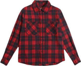 Generic Chemise &agrave; carreaux en flanelle &agrave; manches longues pour homme, chemise boutonn&eacute;e tartan pour homme, chemise polyvalente d&eacute;contract&eacute;e, confortable, class