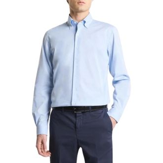 Fay Chemise Regular Fit en coton stretch - Homme - Chemises - Bleu - Taille: 2XL