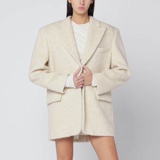 Andamane Oversize-Jacke in Elfenbein aus Wollmischung