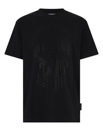 Philipp Plein Round Neck T-Shirt Skull Strass Skull Strass