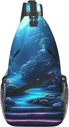 Generic Sac &agrave; bandouli&egrave;re en forme de pont arqu&eacute;, de fleurs, de montagne, de route, de voyage, sac &agrave; dos &agrave; bandouli&egrave;re pour homme, sac &agrave; dos de randonn&eacute;e