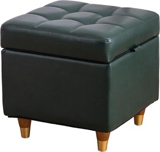 Generic Ottomanische Sitzbank Mit Stauraum Aus Leder - Quadratischer Fußhocker In Würfelform Mit Knopfheftung Und Verstecktem Deckel, Multifunktional for Wohn